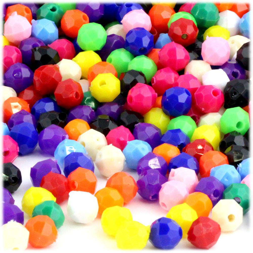 Plastic Faceted Beads| Opaque| 8mm| 200-pc|Multi Mix (Mix of all ...