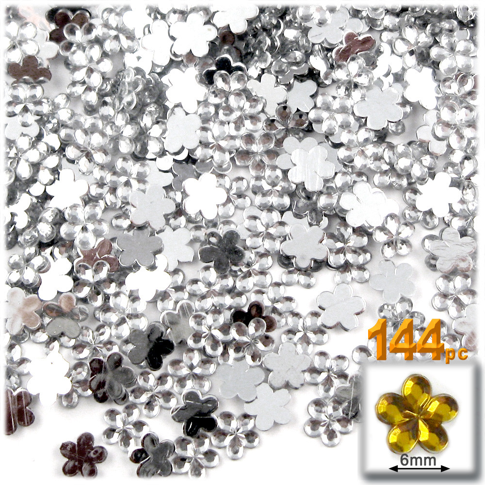 Rhinestones | Flatback | Flower | 6mm | 144-pc | Clear | Crafts Outlet