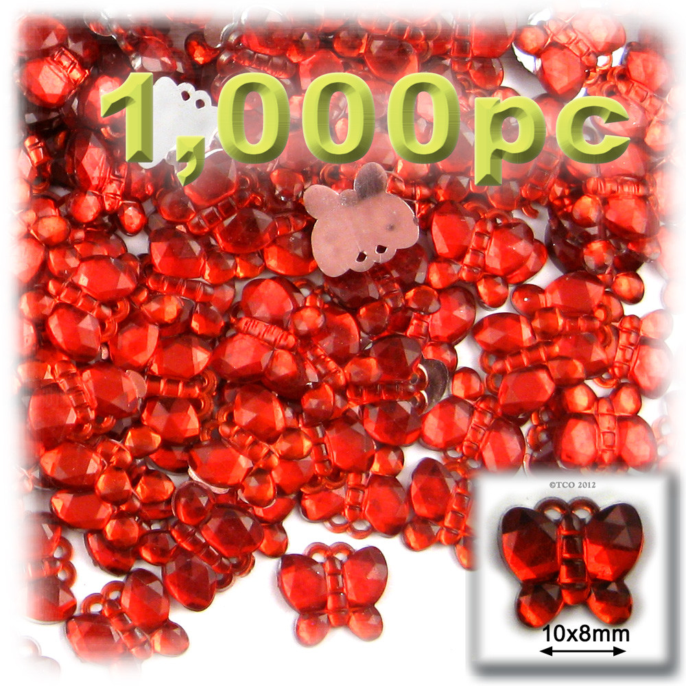 Rhinestones | Flatback | Butterfly | 10mm | 1,000-pc | Ruby Red ...