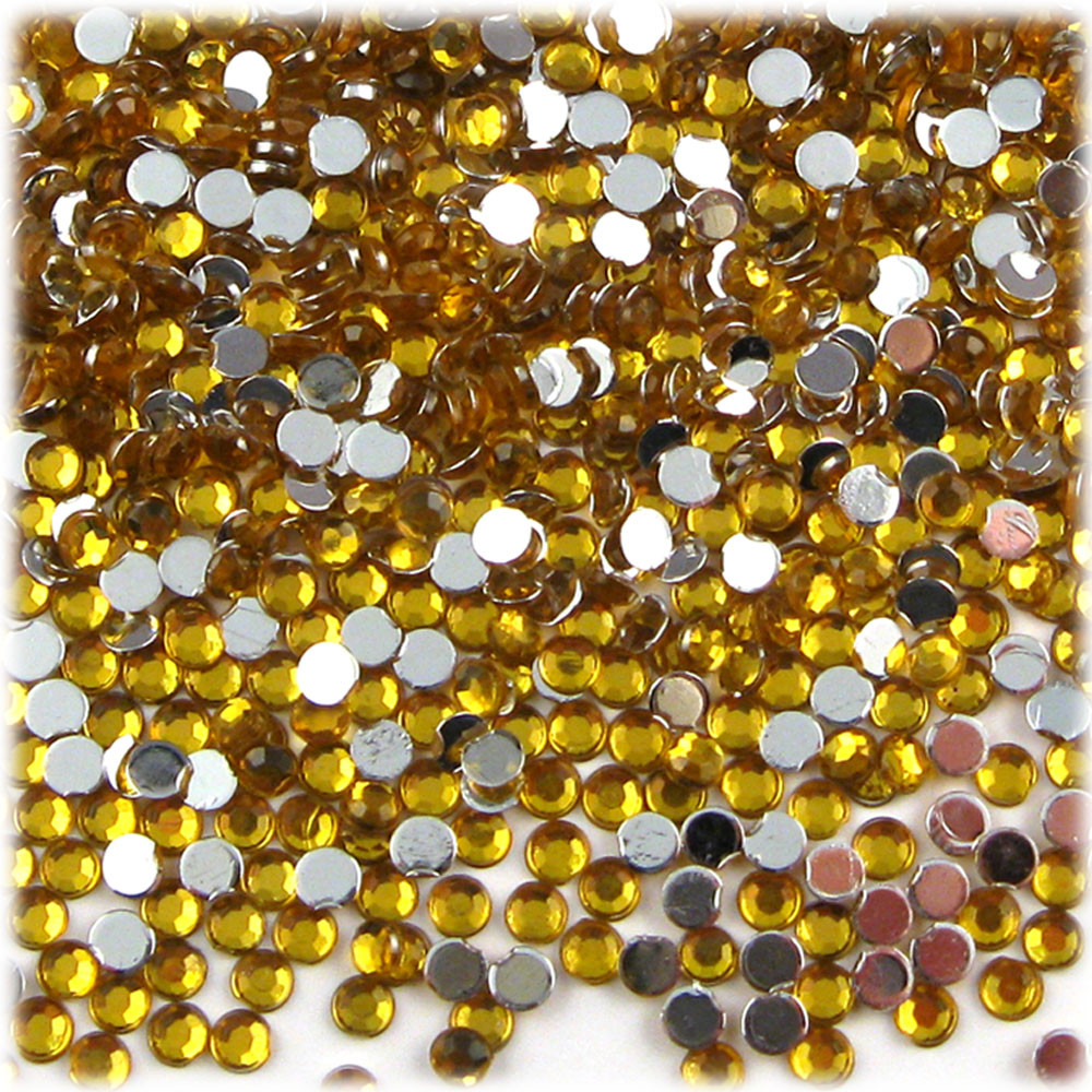 Rhinestones | Flatback | Round | 4mm | 1,000-pc | Golden Yellow ...