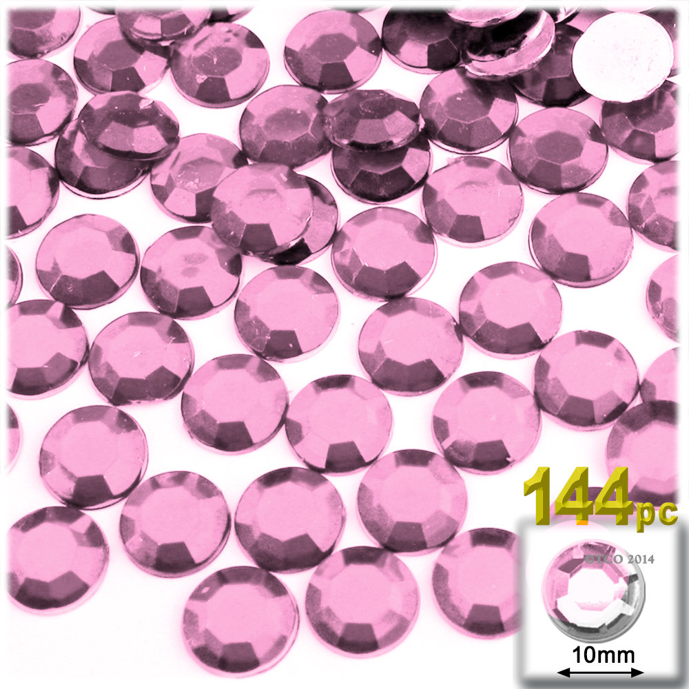 Rhinestones | Flatback | Round | 10mm | 144-pc | Light Baby Pink ...
