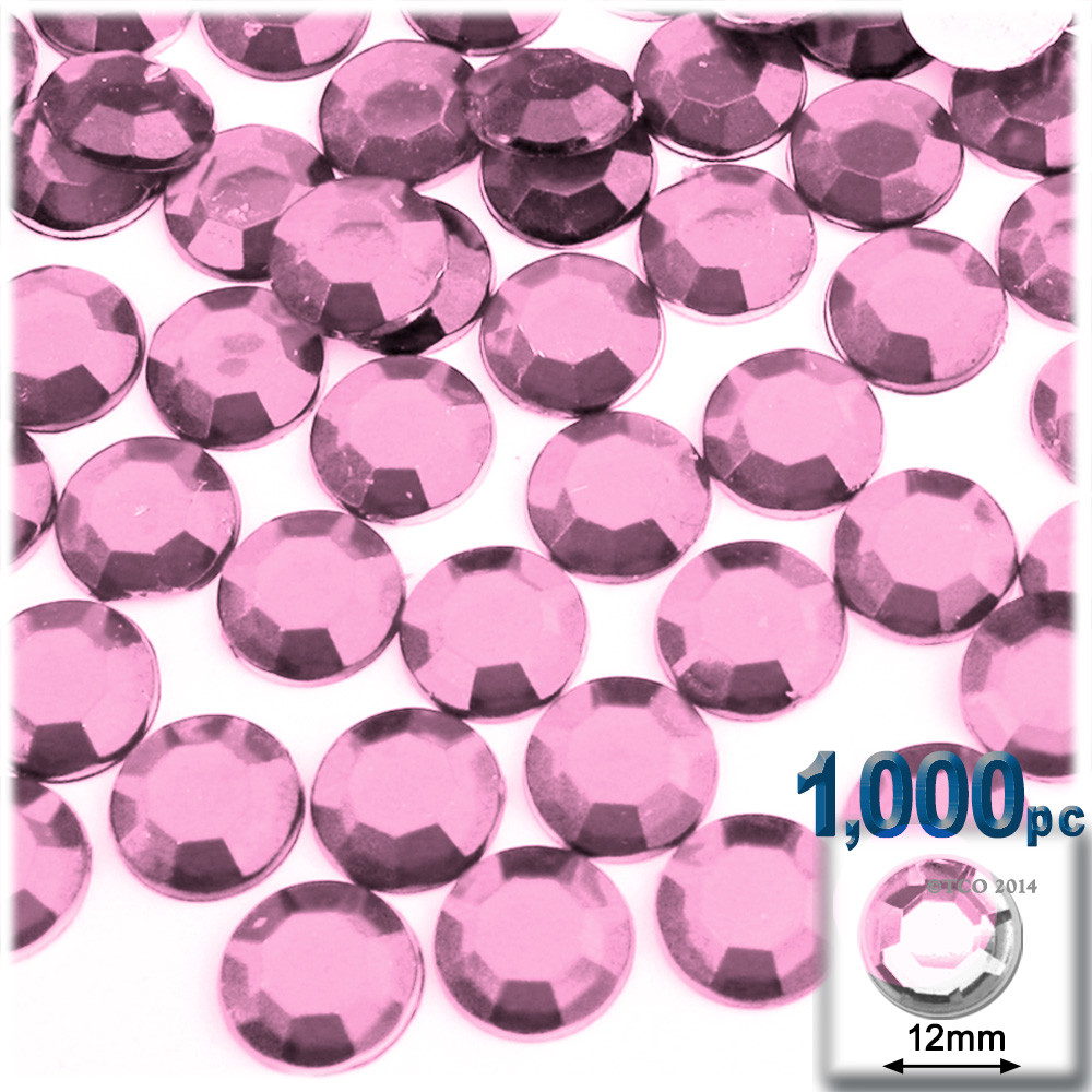 Rhinestones | Flatback | Round | 12mm | 1,000-pc | Light Baby Pink ...
