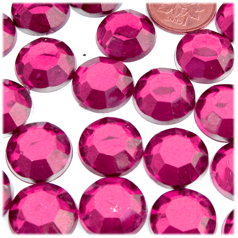 Rhinestones | Flatback | Round | 20mm | 144-pc |Hot Pink | Crafts Outlet