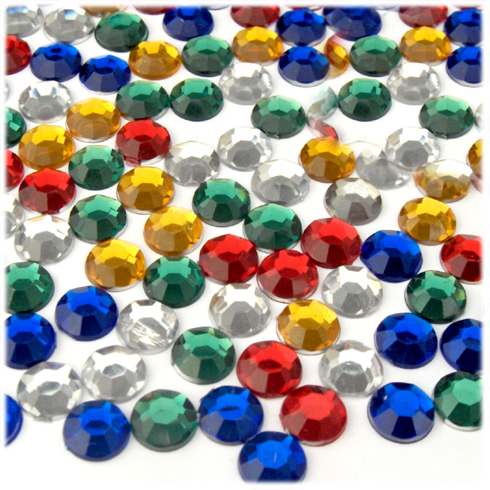 Rhinestones | Flatback | Round | 8mm | 144-pc | Mixed Colors | Crafts ...