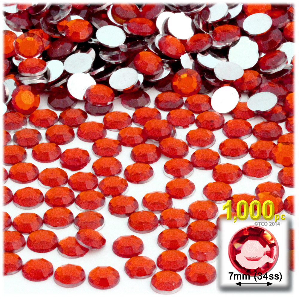 Rhinestones | Flatback | Round | 18mm | 1,000-pc |Ruby Red | Crafts Outlet