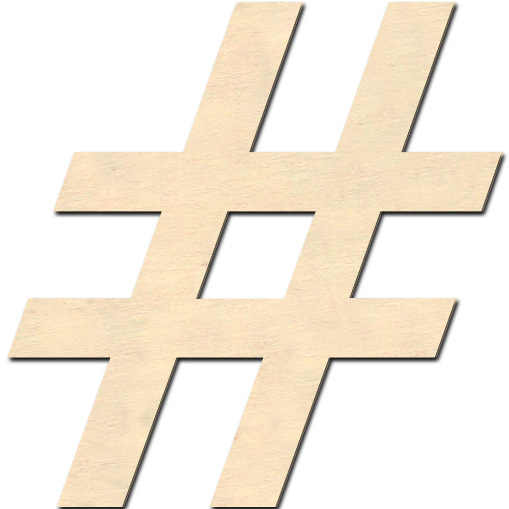 Wooden Shape| 4-in| Hash tag (#) Shape Number Sign