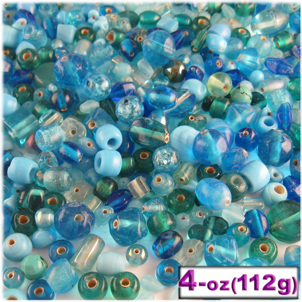 Glass Beads| Assorted| 6-12mm| 4oz=112g| The Crafts Outlet| Light Blue