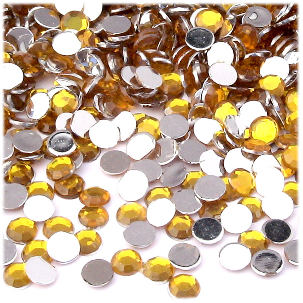 Rhinestones | Flatback | Round | 6mm | 10,000-pc | Golden Yellow ...