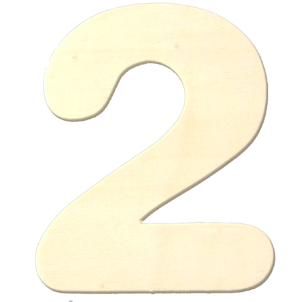 Unfinished Wood | 3-in | 4mm Thick | Number | Number 2 | Crafts Outlet
