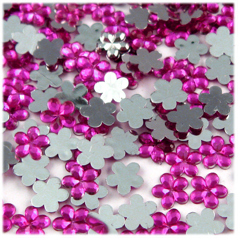Rhinestones | Flatback | Flower | 10mm | 144-pc | Fuchsia | Crafts Outlet
