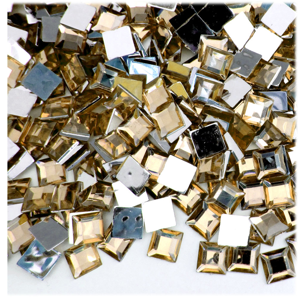 Rhinestones | Flatback | Square | 8mm | 144-pc | Champagne | Crafts Outlet