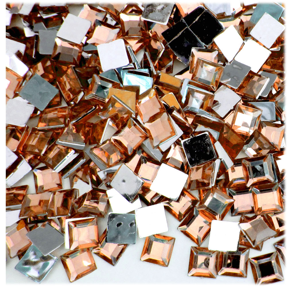 Rhinestones | Flatback | Square | 8mm | 144-pc | Light Orange | Crafts ...