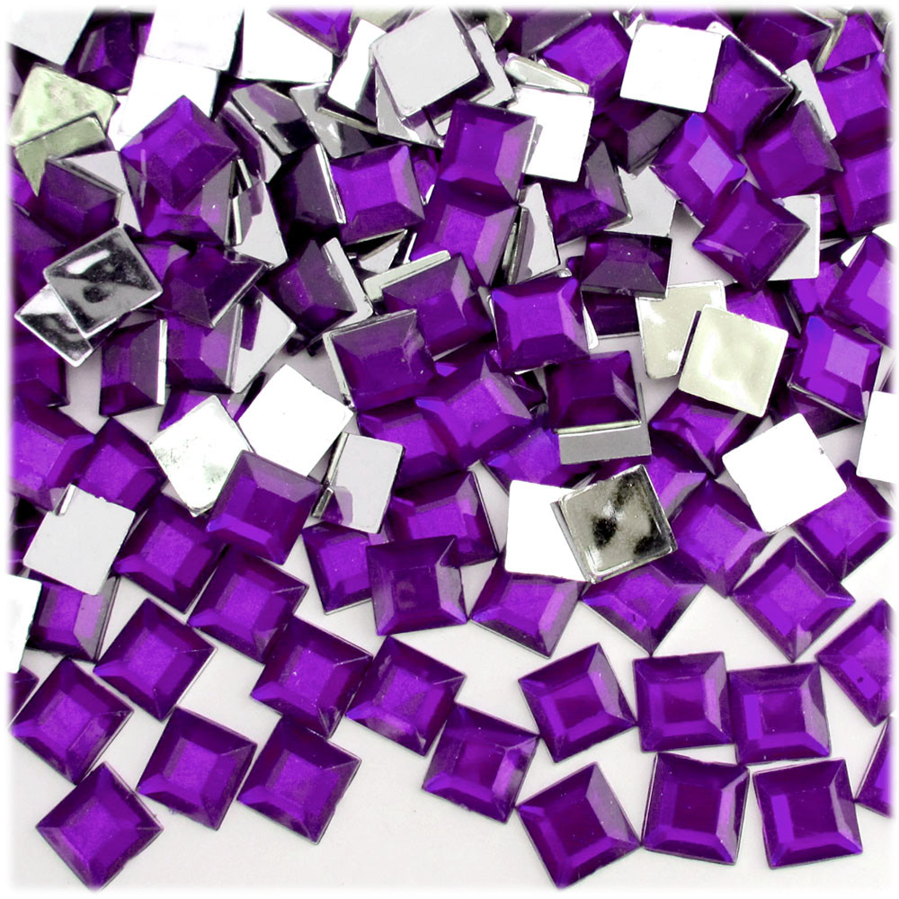 Rhinestones | Flatback | Square | 8mm | 1,000-pc | Purple (Amethyst ...