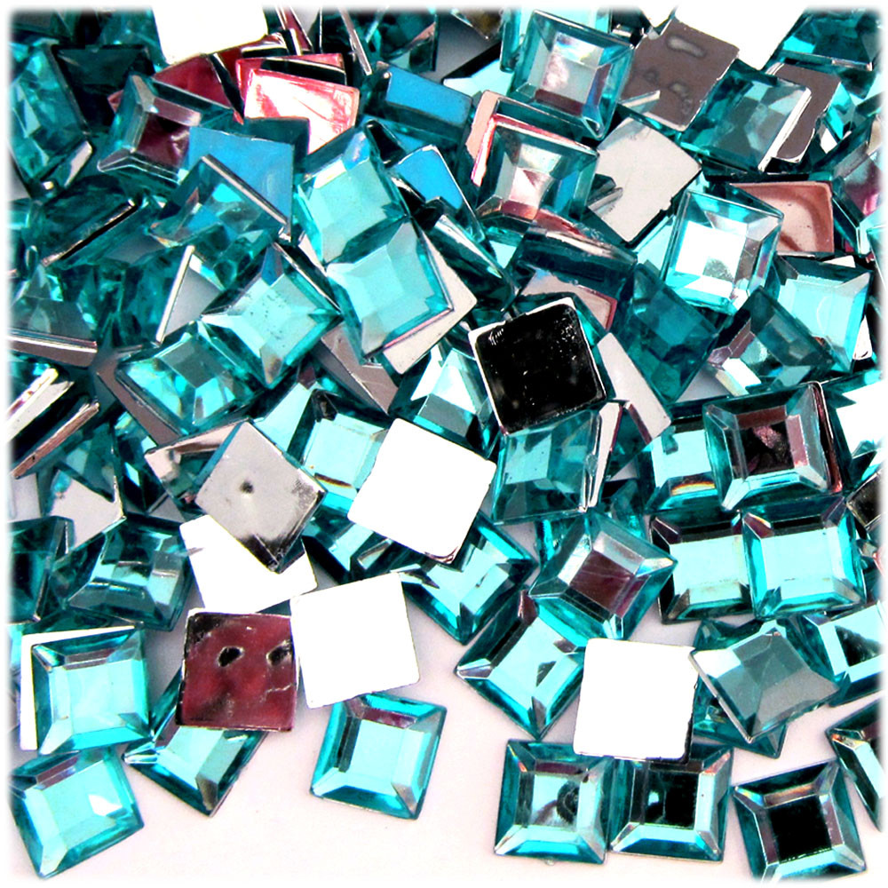Rhinestones | Flatback | Round | Square | 10mm | 144-pc | Aqua Blue ...