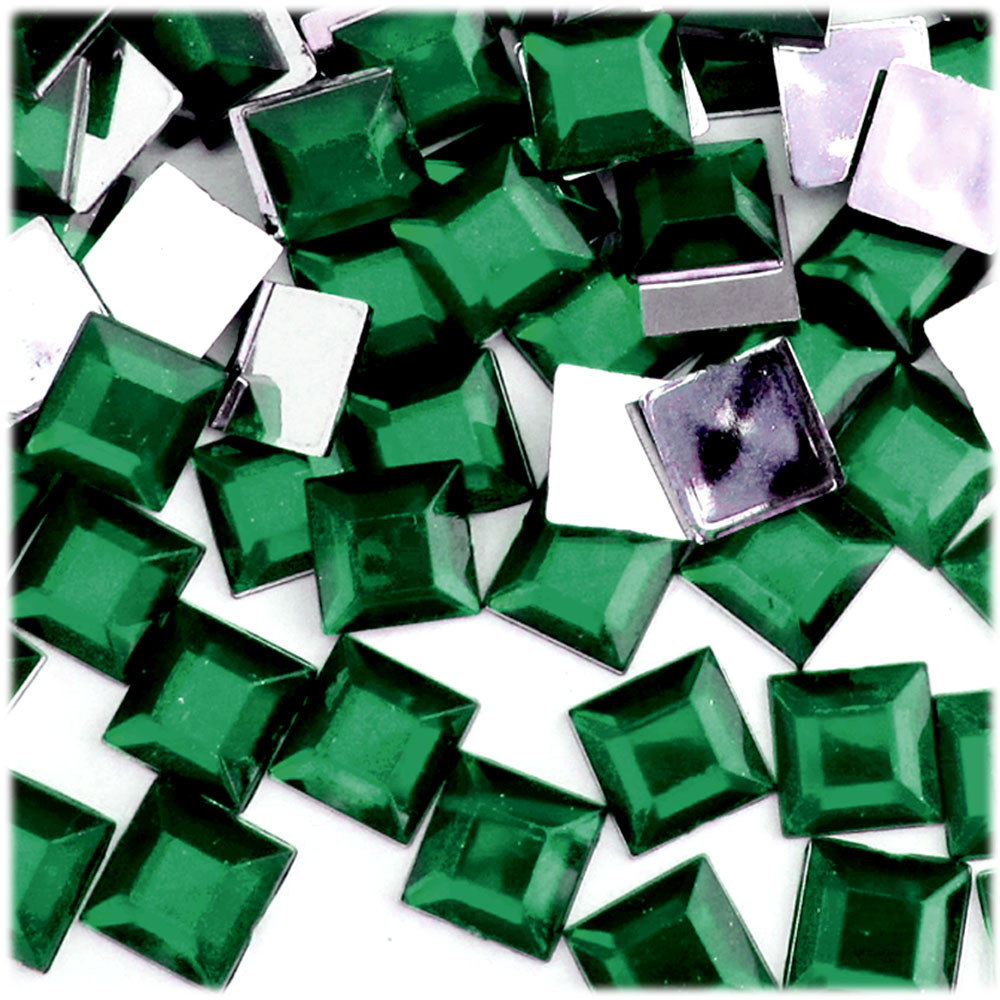 Rhinestones | Flatback | Square | 12mm | 1,000-pc | Emerald Green ...