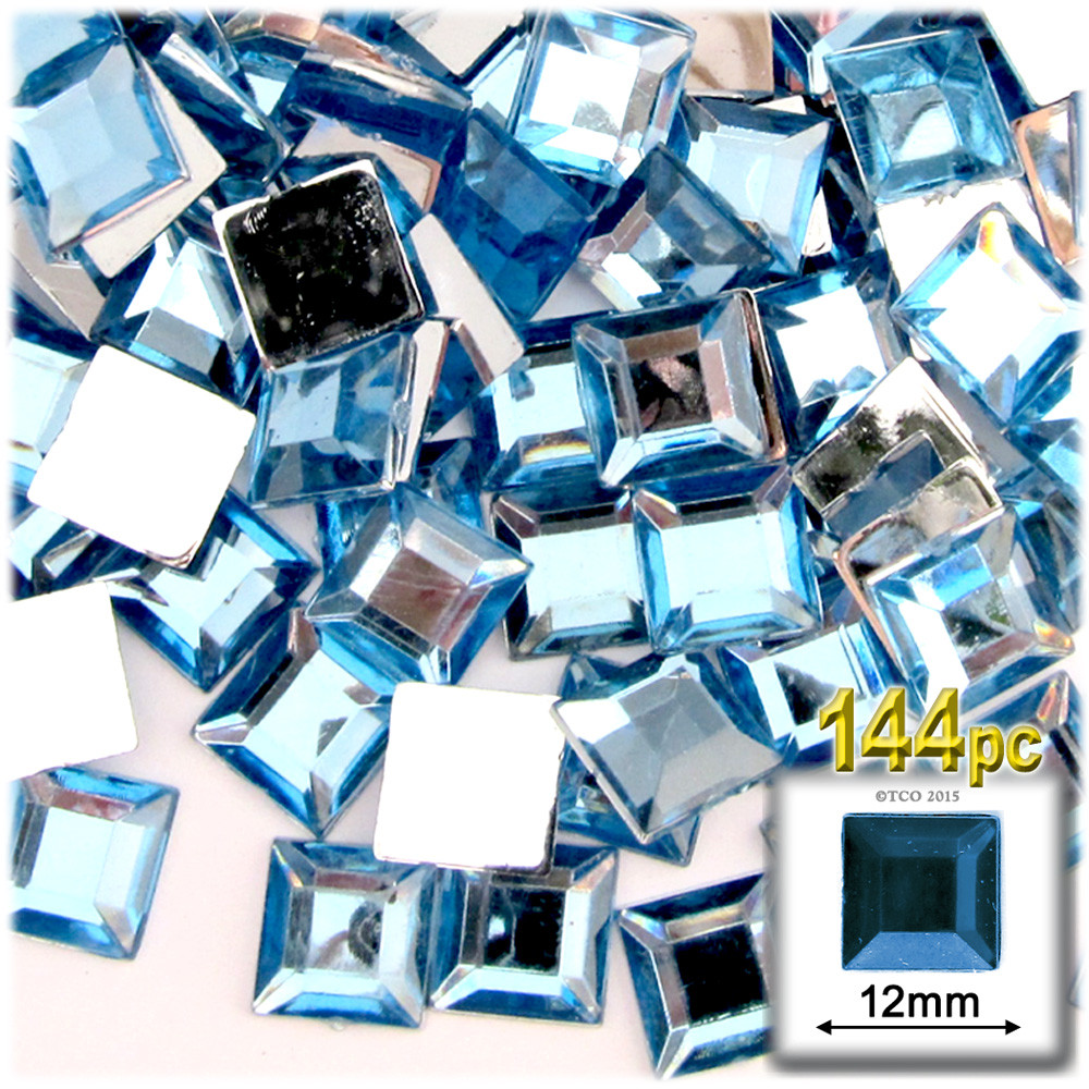 Rhinestones | Flatback | Square | 12mm | 144-pc | Light Baby Blue ...