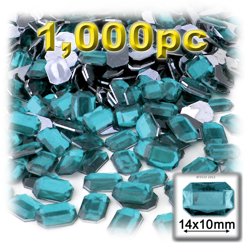 Rhinestones | Flatback | Rectangle | 10x14mm | 1,000-pc | Aqua Blue ...