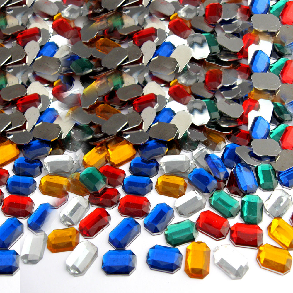 Rhinestones | Flatback | Rectangle | 6x8mm | 1,000-pc | Mixed Colors ...