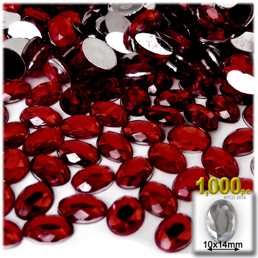 Rhinestones | Flatback | Oval | 10x14mm | 1,000-pc | Devil Red Wine ...
