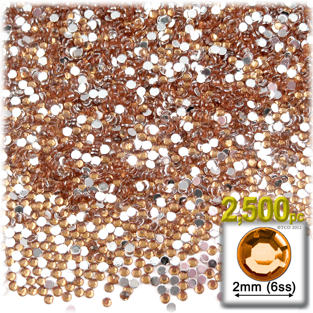 Rhinestones | Flatback | Round | 2mm | 2,500-pc | Light Orange | Crafts ...
