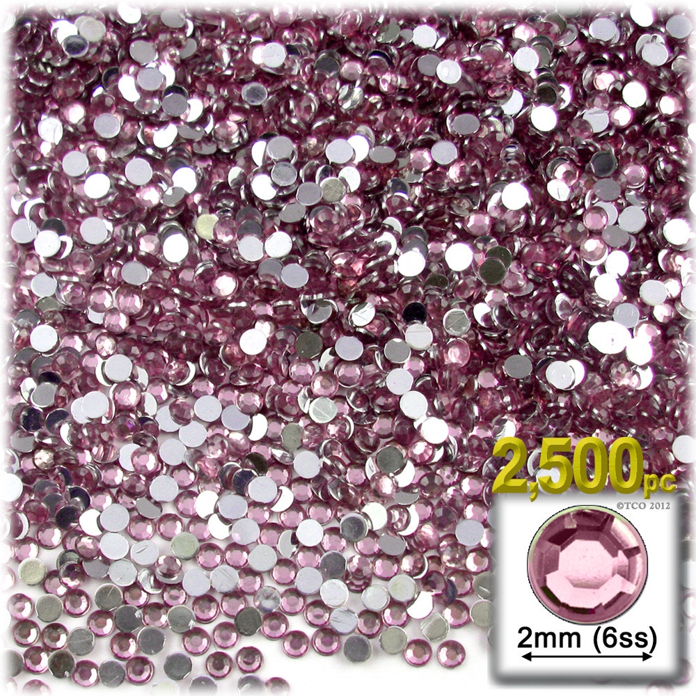 Rhinestones | Flatback | Round | 2mm | 2,500-pc | Light Baby Pink ...
