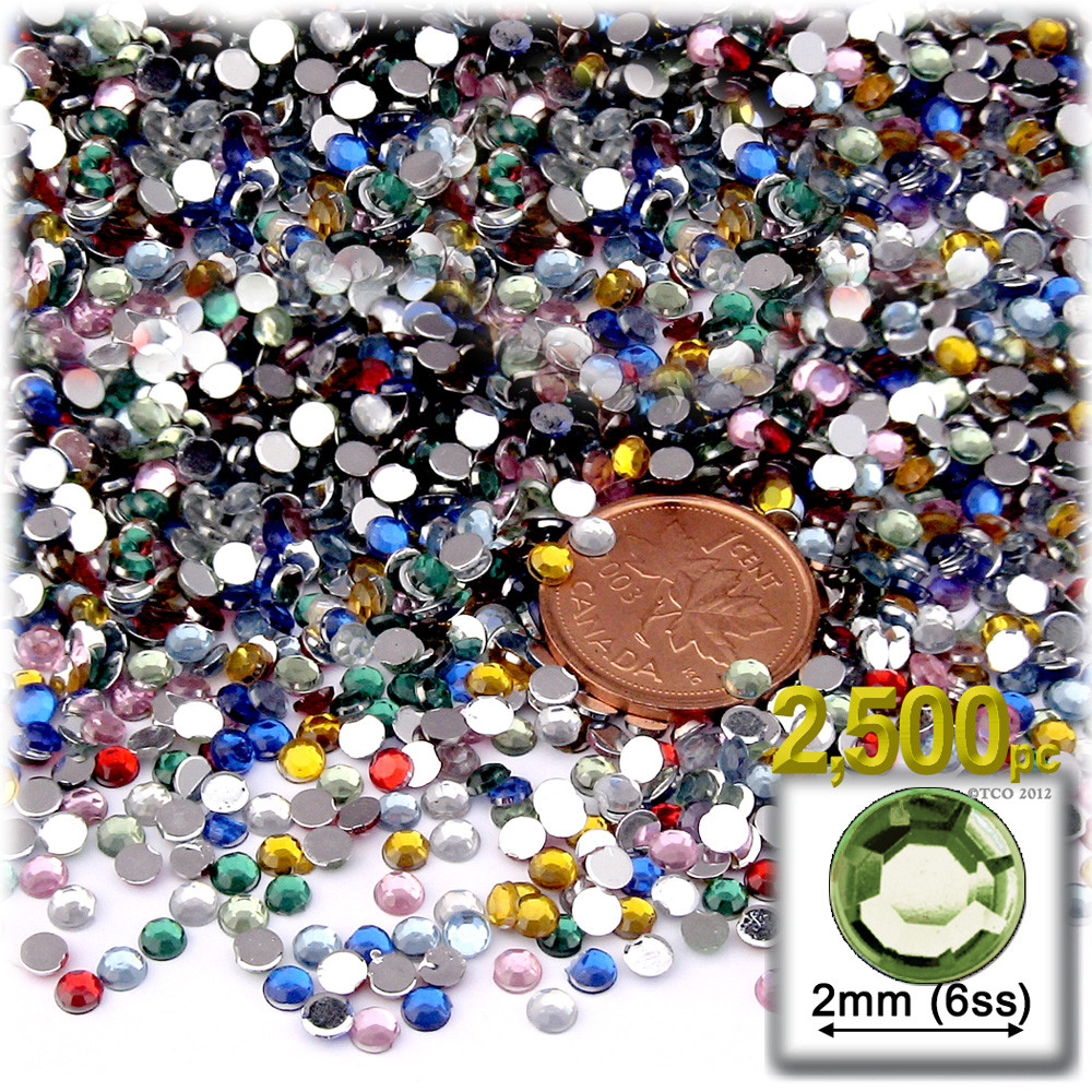Rhinestones | Flatback | Round | 2mm | 2,500-pc | Mixed Colors | Crafts ...