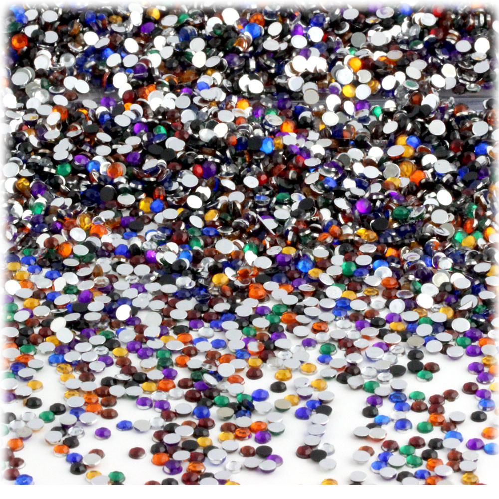 Rhinestones | Flatback | Round | 2mm | 2,500-pc | Jewel Tone Assortment ...