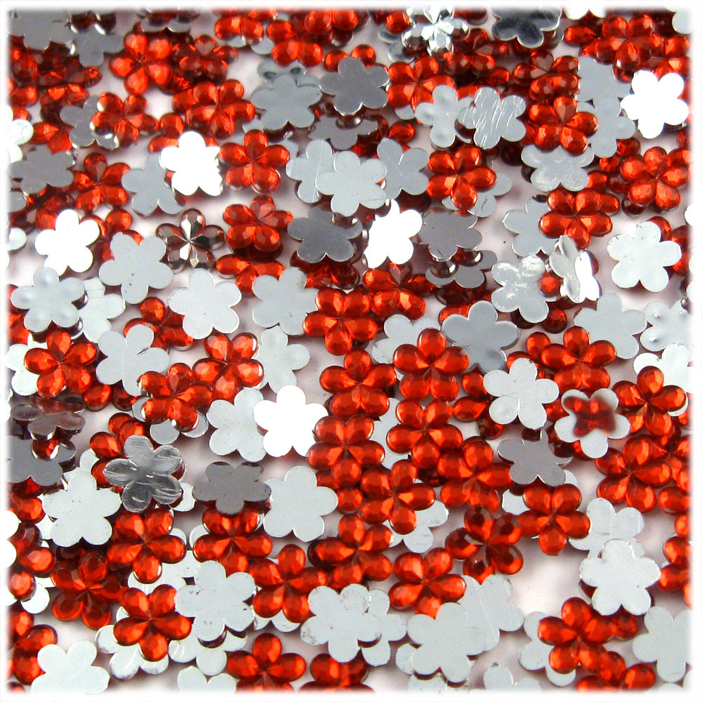 Rhinestones | Flatback | Flower | 6mm | 144-pc | Ruby Red | Crafts Outlet