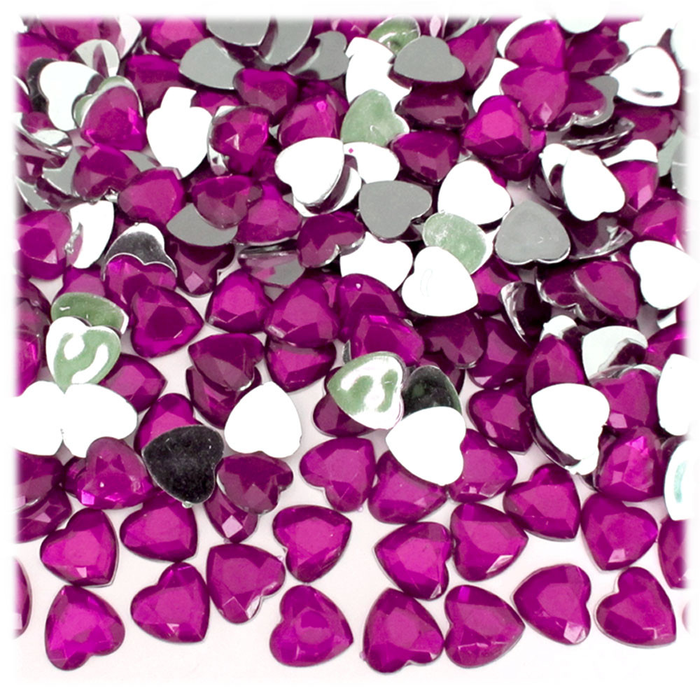 Rhinestones | Flatback | Heart | 12mm | 1,000-pc | Fuchsia | Crafts Outlet