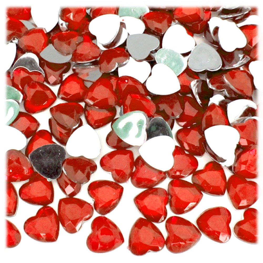 Rhinestones | Flatback | Heart | 12mm | 1,000-pc | Ruby Red | Crafts Outlet