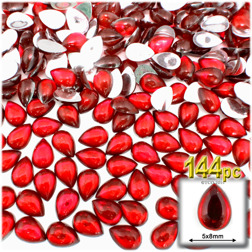 Rhinestones | Flatback | Teardrop | 13x18mm | 144-pc | Ruby Red ...