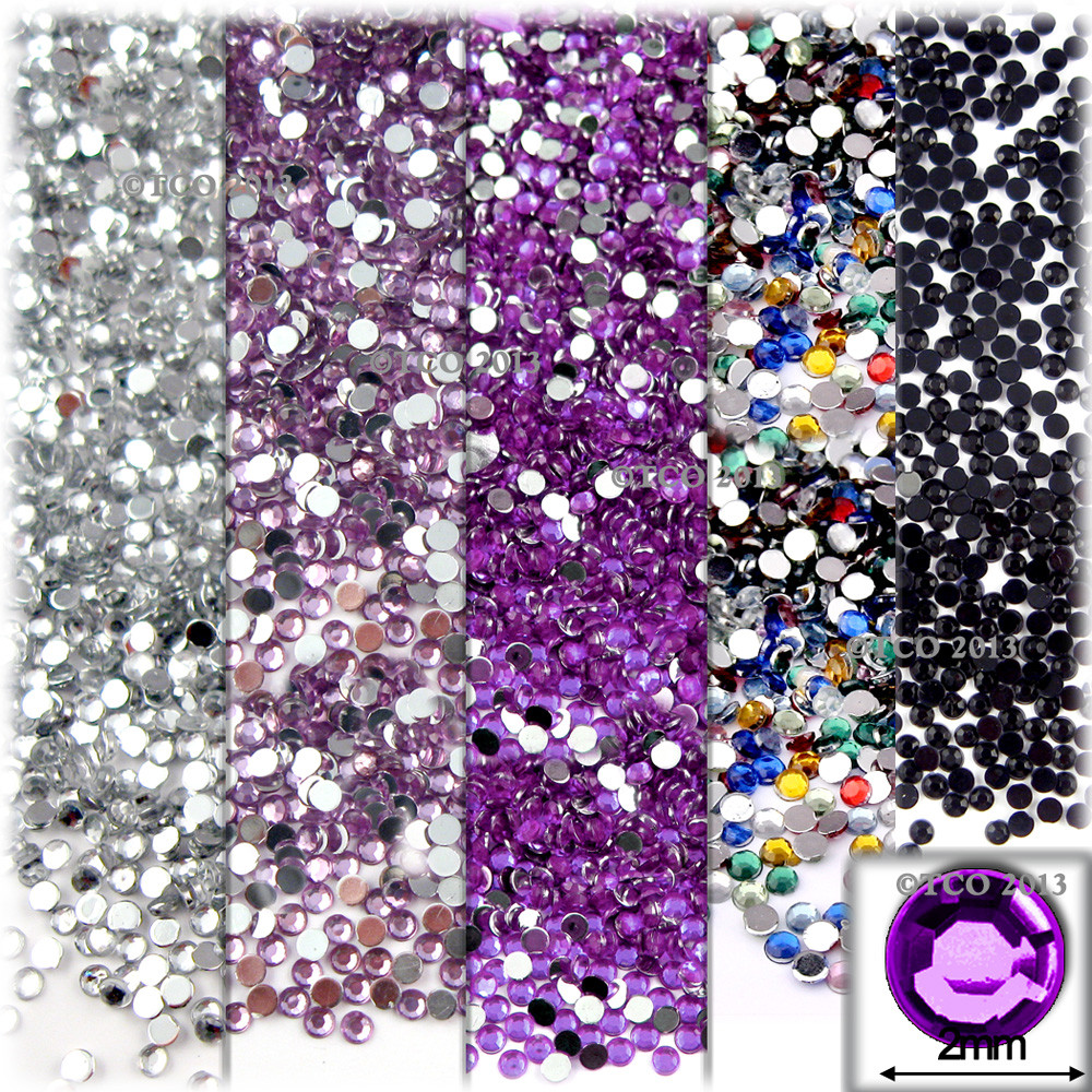 5-Pack Set (5X - 2 |500-Piece) | 2mm Rhinestones | Purple Tones