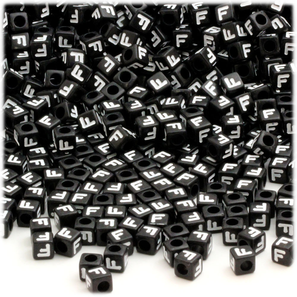 1000-pc Alphabet Beads | Cube 7mm | Black text | Letter D
