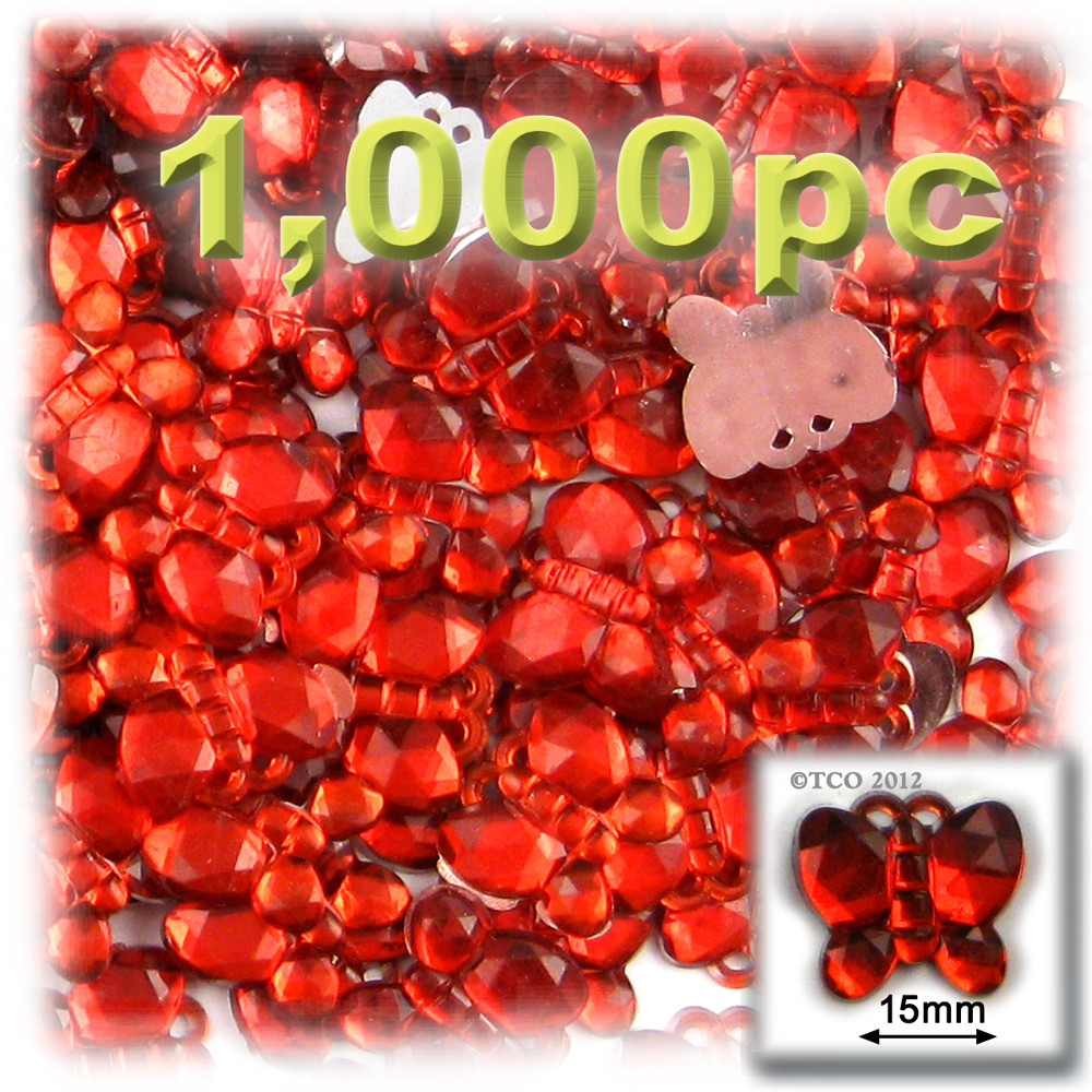 Rhinestones | Flatback | Butterfly | 15mm | 1,000-pc | Ruby Red ...