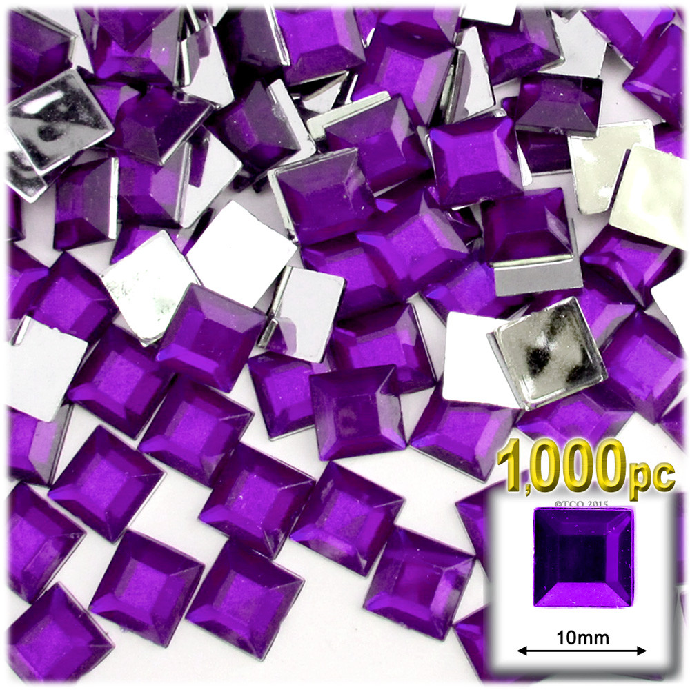 Rhinestones | Flatback | Round | Square | 10mm | 1,000-pc | Purple ...