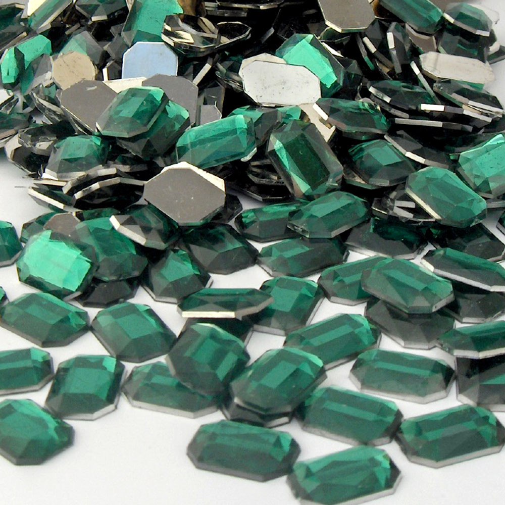 Rhinestones | Flatback | Rectangle | 10x14mm | Emerald Green | Crafts ...