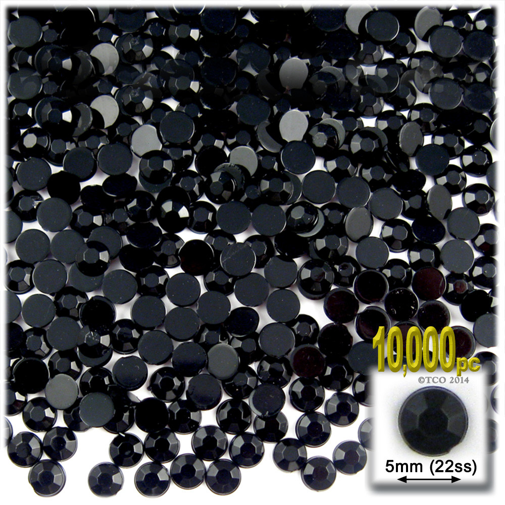 Rhinestones | Flatback | Round | 5mm | 10,000-pc | Jet Black | Crafts ...