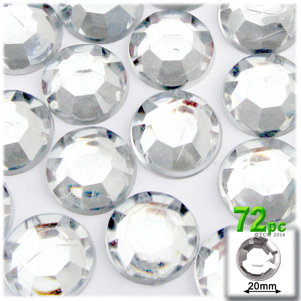 Rhinestones | Flatback | Round | 16mm | 72-pc | Jewel Tone Assortment ...