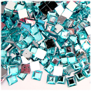 Rhinestones | Flatback | Square | 8mm | 144-pc | Aqua Blue | Crafts Outlet