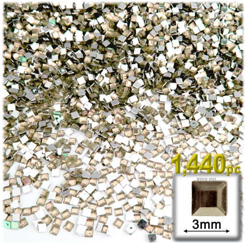 Rhinestones | Flatback | Square | 3mm | 1,440-pc | Clear | Crafts Outlet