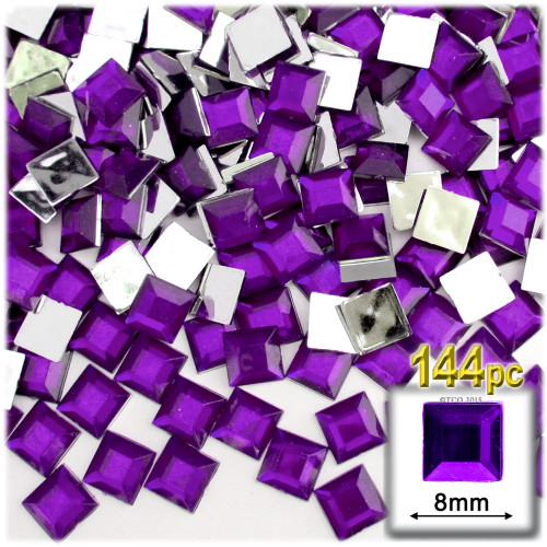 Rhinestones | Flatback | Square | 8mm | 144-pc |Fuchsia | Crafts Outlet