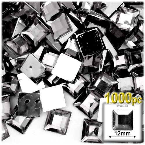 Rhinestones | Flatback | Square | 12mm | 1,000-pc | Charcoal Gray ...