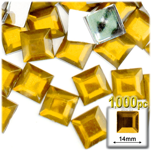 Rhinestones | Flatback | Square | 14mm | 1,000-pc |Light Orange ...