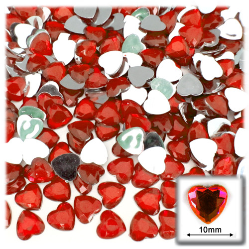 Rhinestones | Flatback | Heart | 10mm | 144-pc | Ruby Red | Crafts Outlet