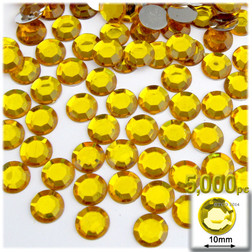 Rhinestones | Flatback | Round | 10mm | 1,000-pc | Golden Yellow ...