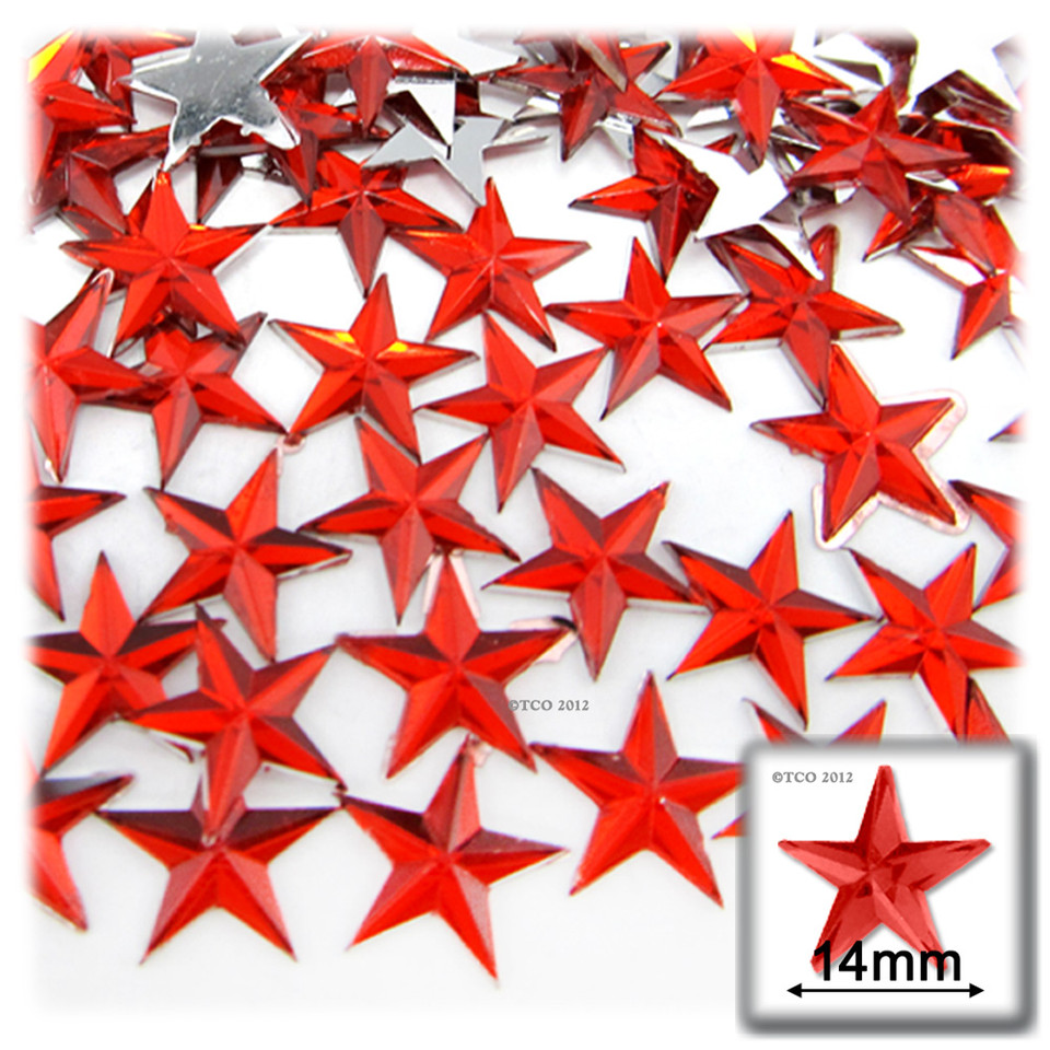 Rhinestones | Flatback | Star | 14mm | 144-pc |Ruby Red | Crafts Outlet