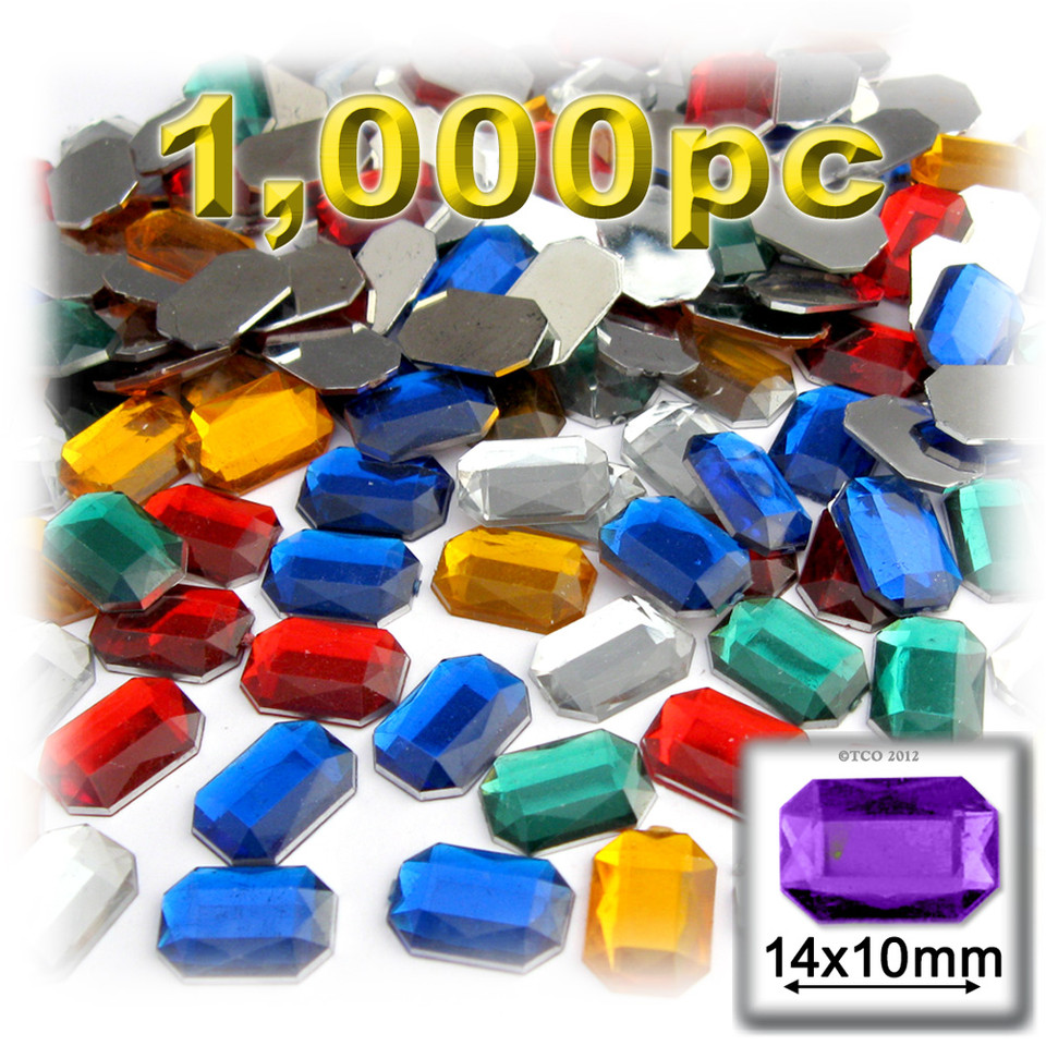 Rhinestones | Flatback | Rectangle | 4x6mm | 1,000-pc | Jewel Tone ...