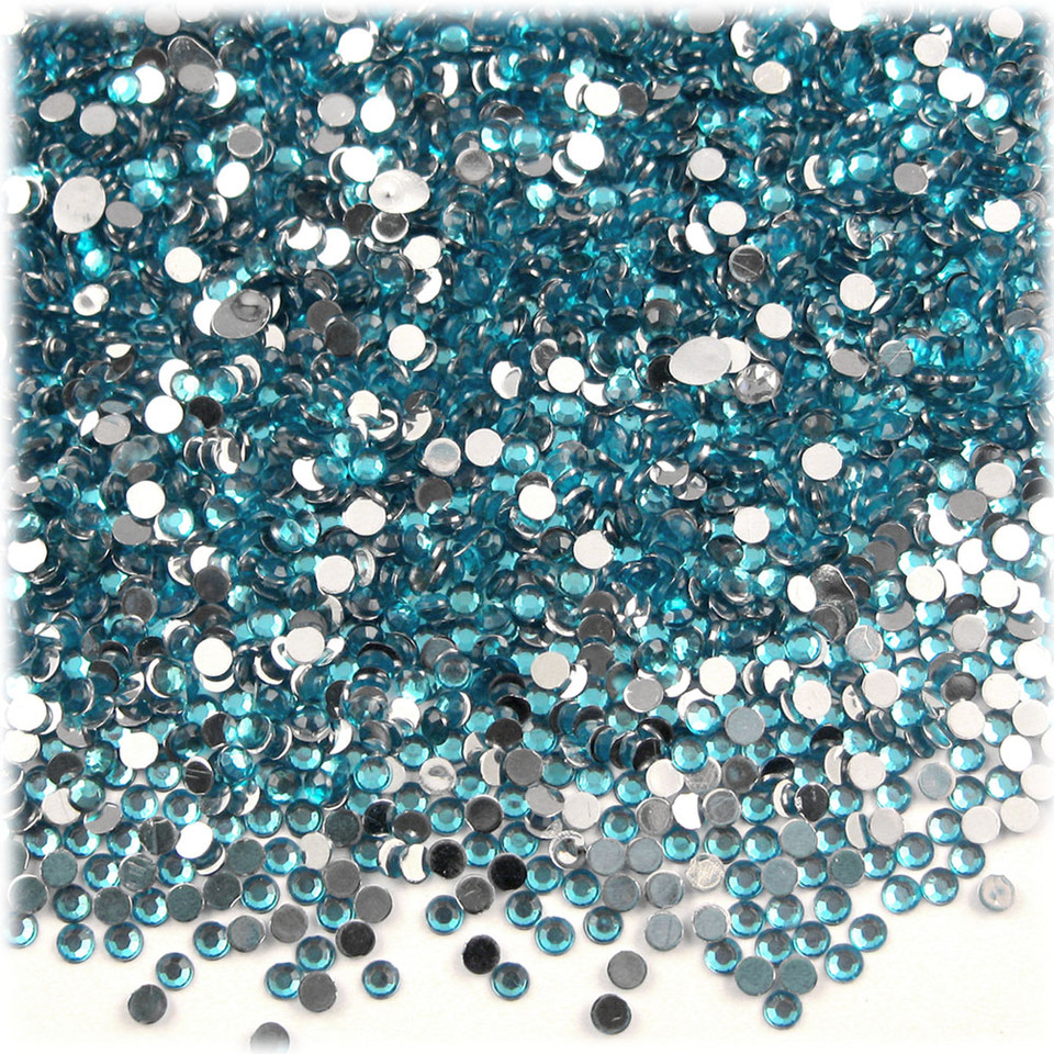 Rhinestones | Flatback | Round | 2mm | 2,500-pc | Aqua Blue | Crafts Outlet