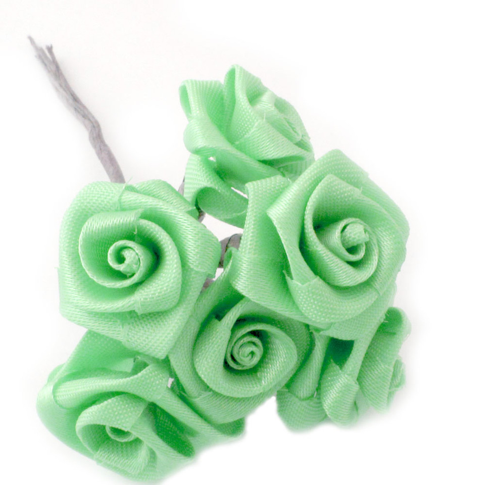 Artificial Flowers | Ribbon Roses | 0.75-inch | Pistachio Green ...