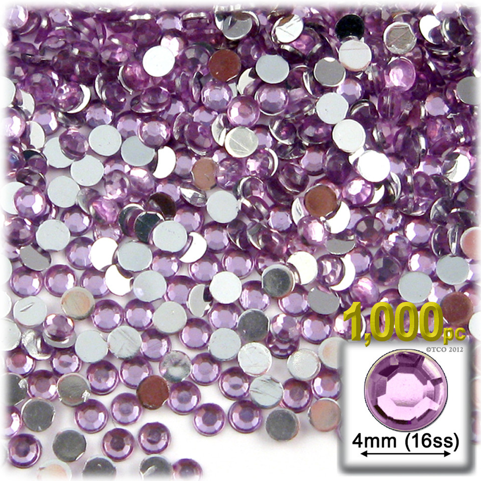 Rhinestones | Flatback | Round | 4mm | 1,000-pc | Lavender | Crafts Outlet